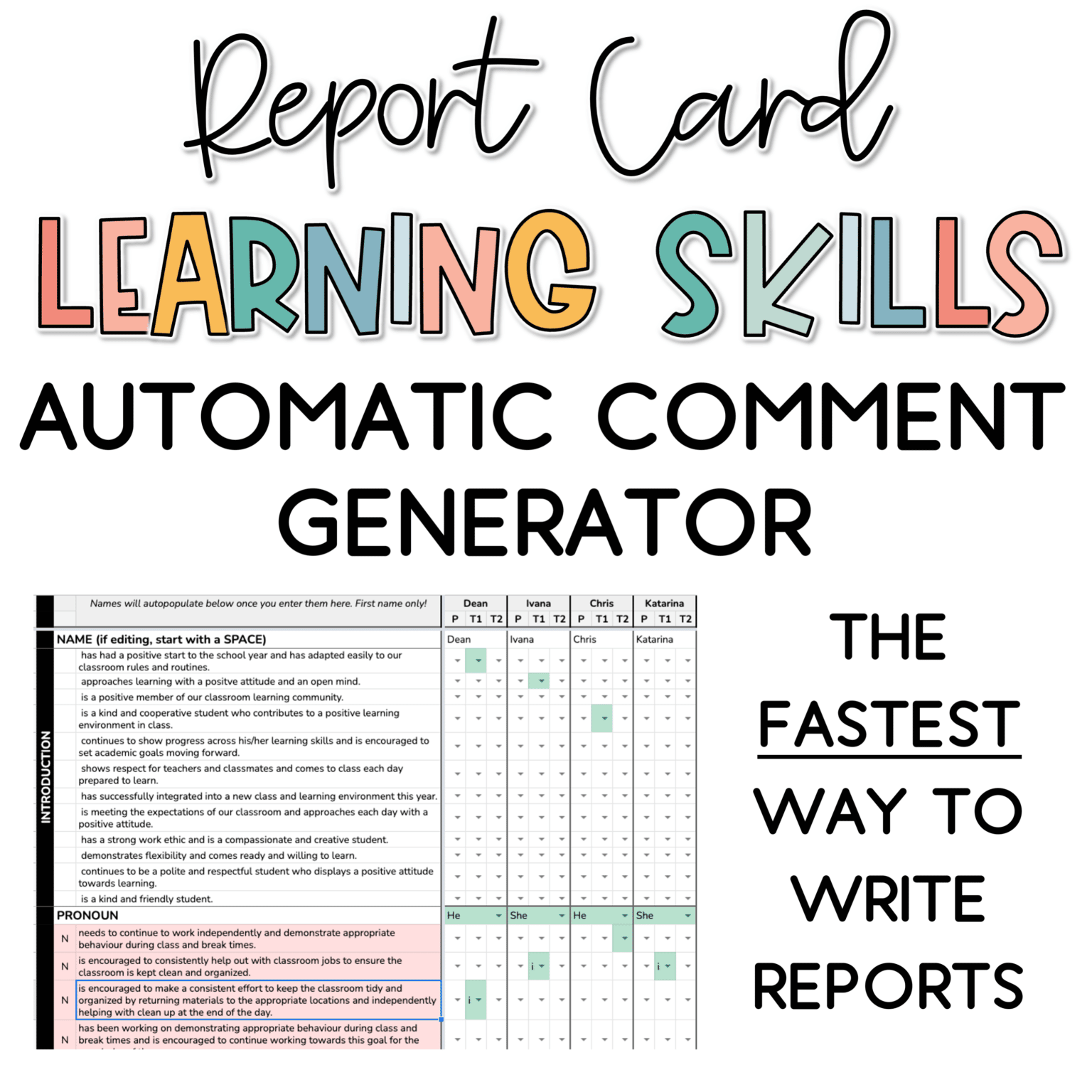 Report Card Tips: Cut Your Writing Time in HALF - Lessons for Learning